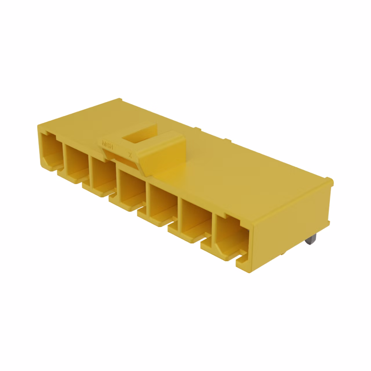 Mega-Fit ColorLock Right-Angle Header, 5.70mm Pitch, Single Row, 7 Circuits, Matte Tin (Sn) Plating, Glow-Wire Capable, Tray, Yellow for sale