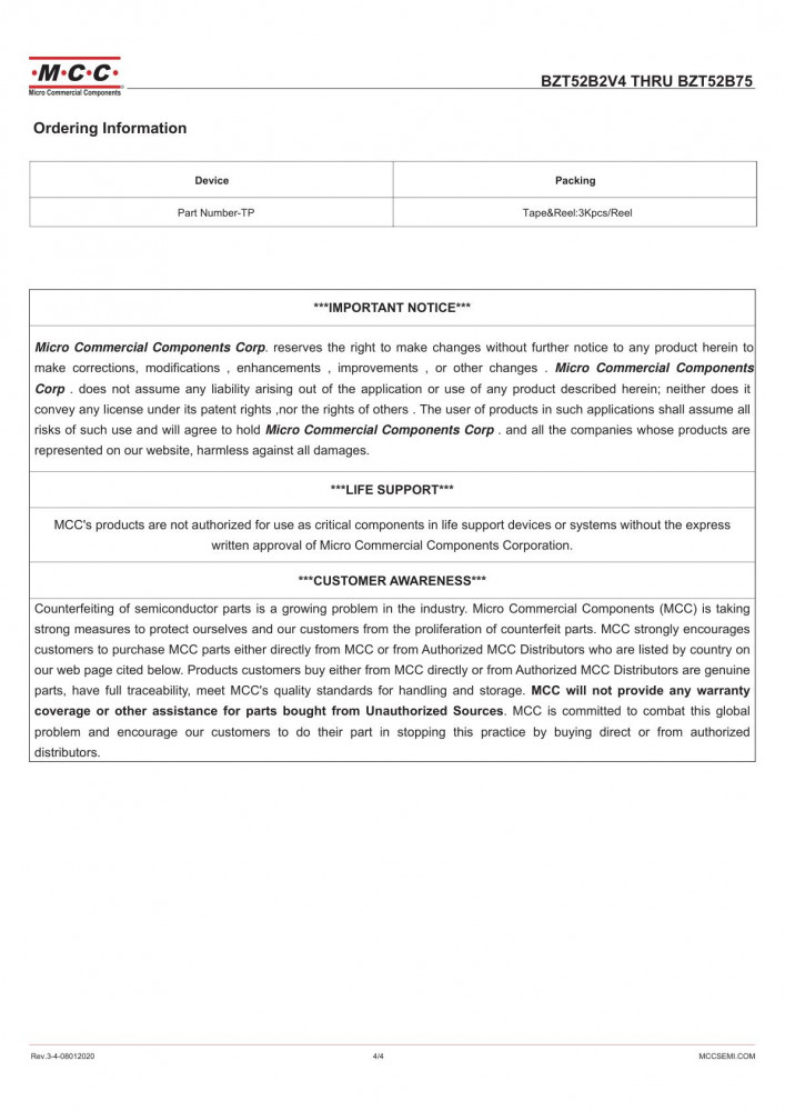 MCC BZT52B5V6-TP datasheet page 4