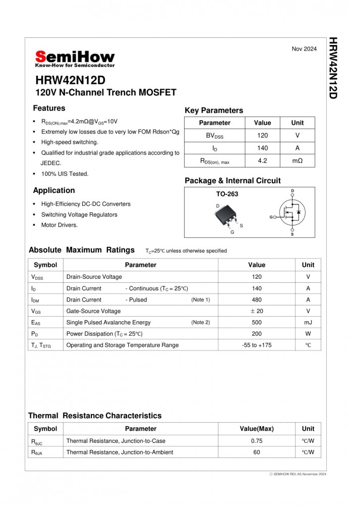 HRW42N12D datasheet page 1