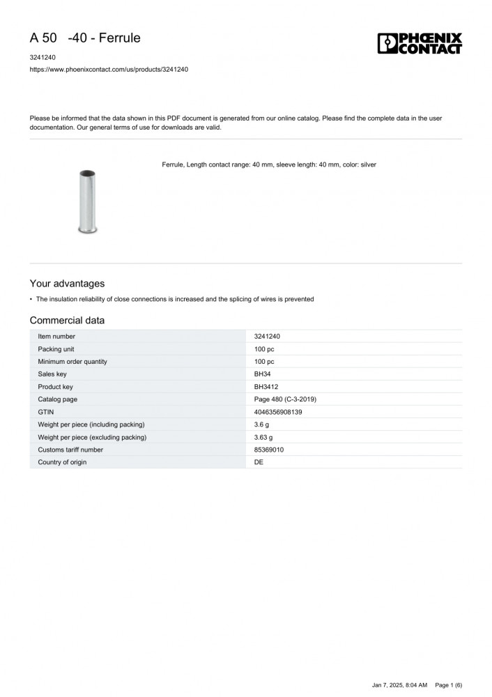 Phoenix Contact 3241240 technical document page 1