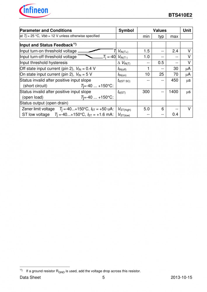 BTS410E2E3062A datasheet page 5