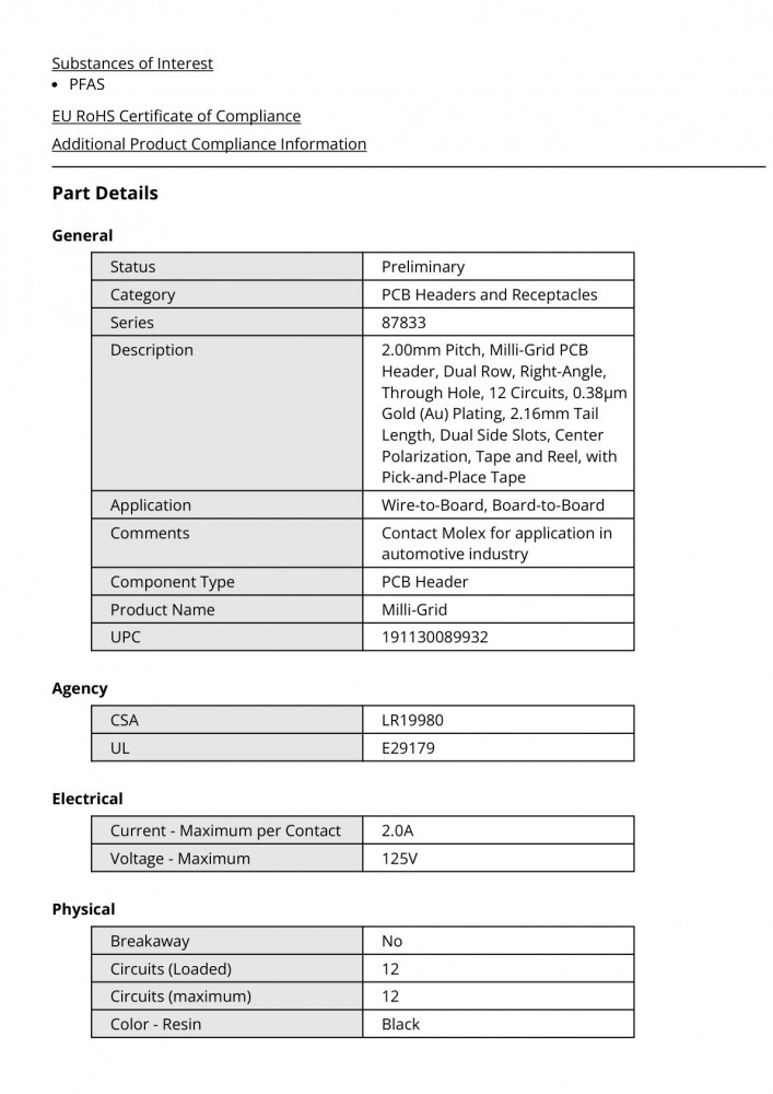 MOLEX 878331240 technical document page 2