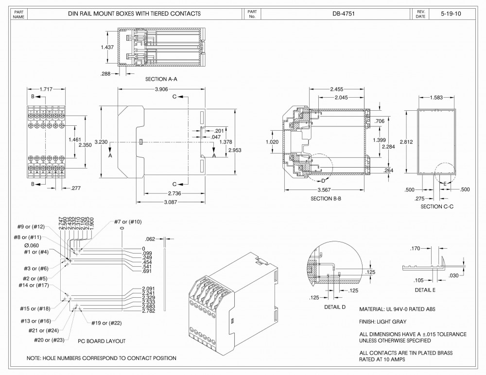 Bud Industries DB-4751 technical drawing