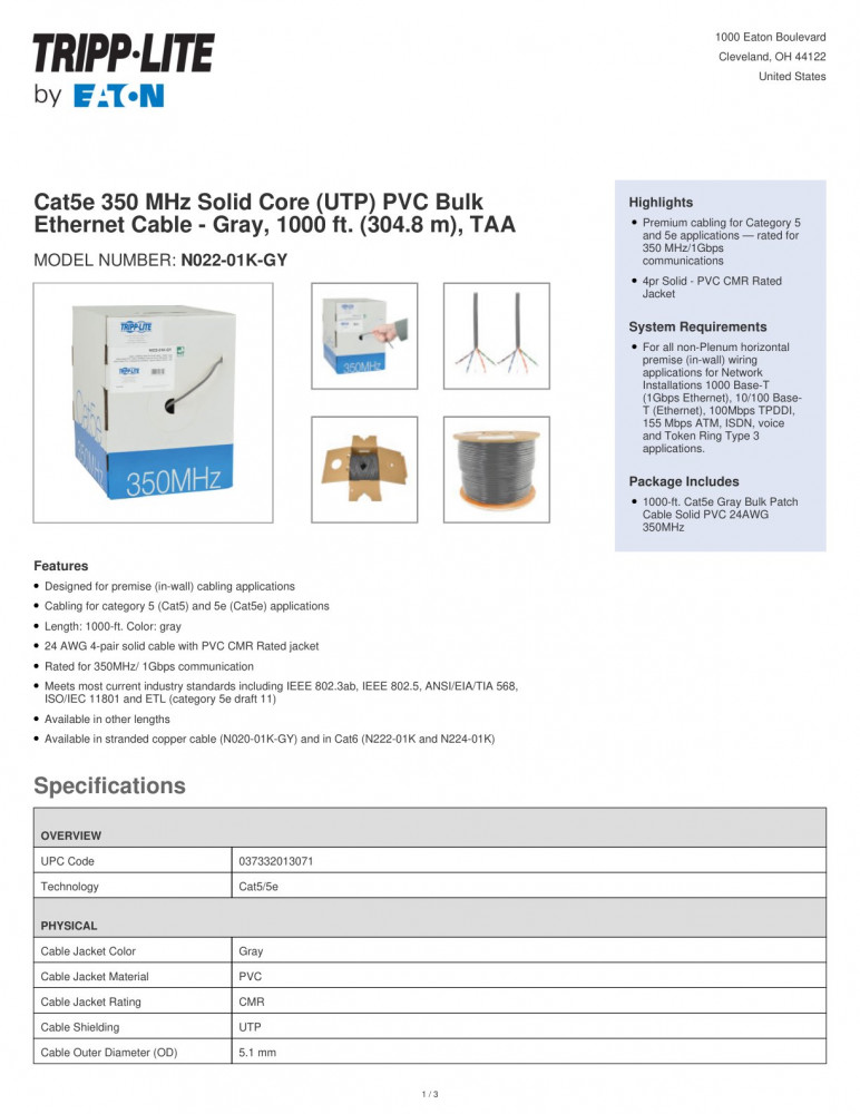 N022-01K-GY technical document page 1