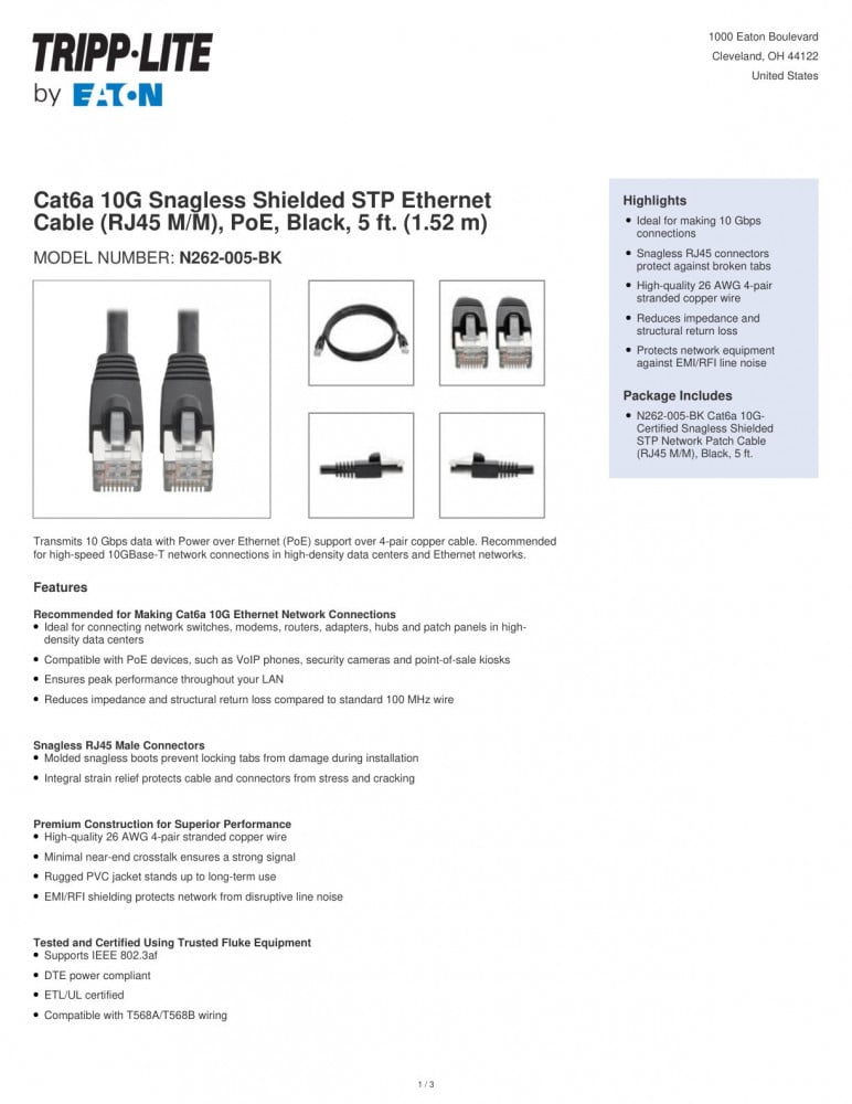 N262-005-BK technical document page 1