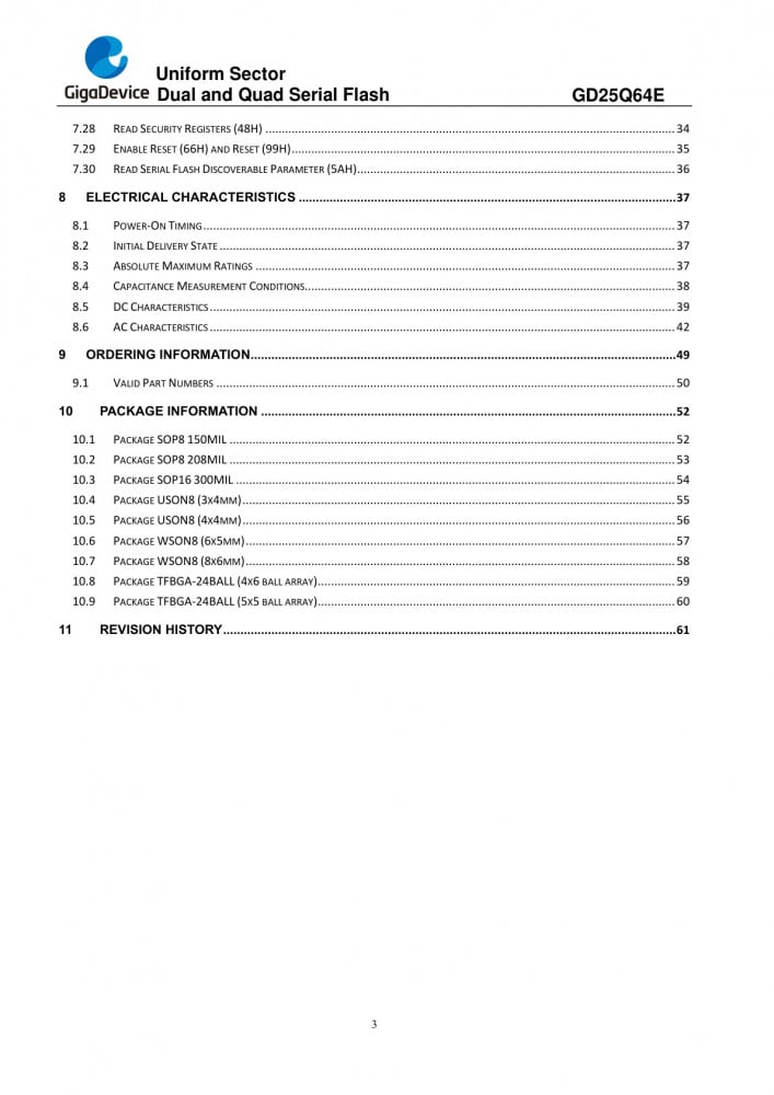 GD25Q64E datasheet page 3