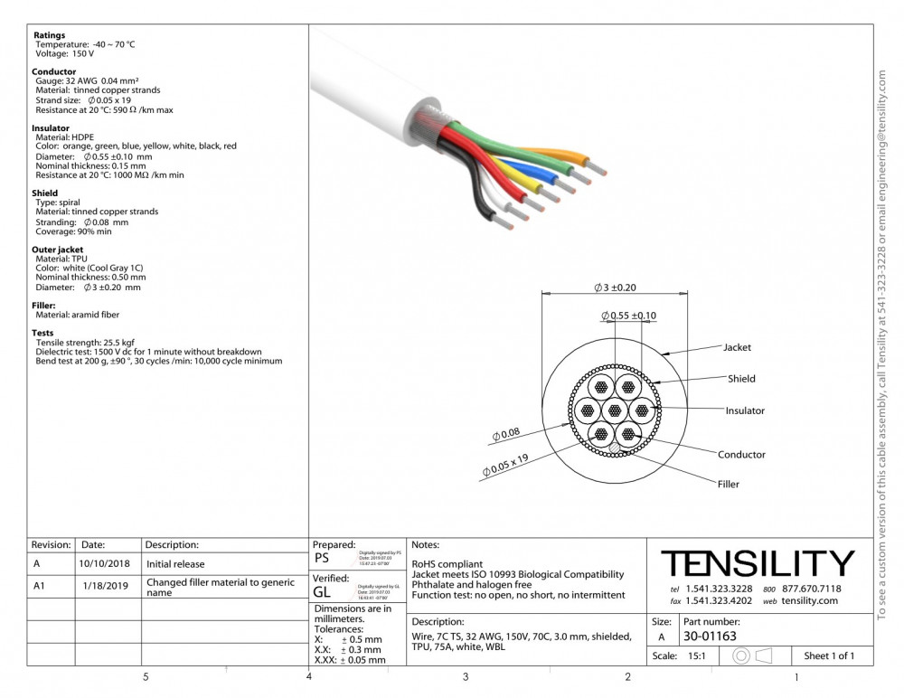 Tensility International 30-01163 cable drawing preview
