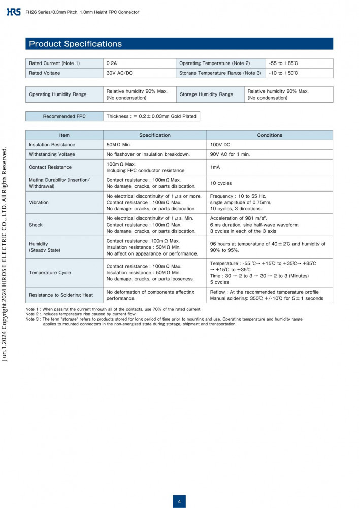 FH26 Series datasheet page 4