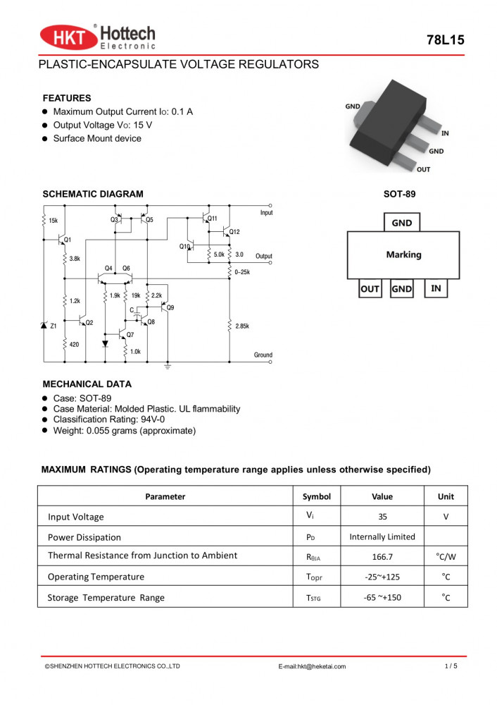 78L15 datasheet page 1