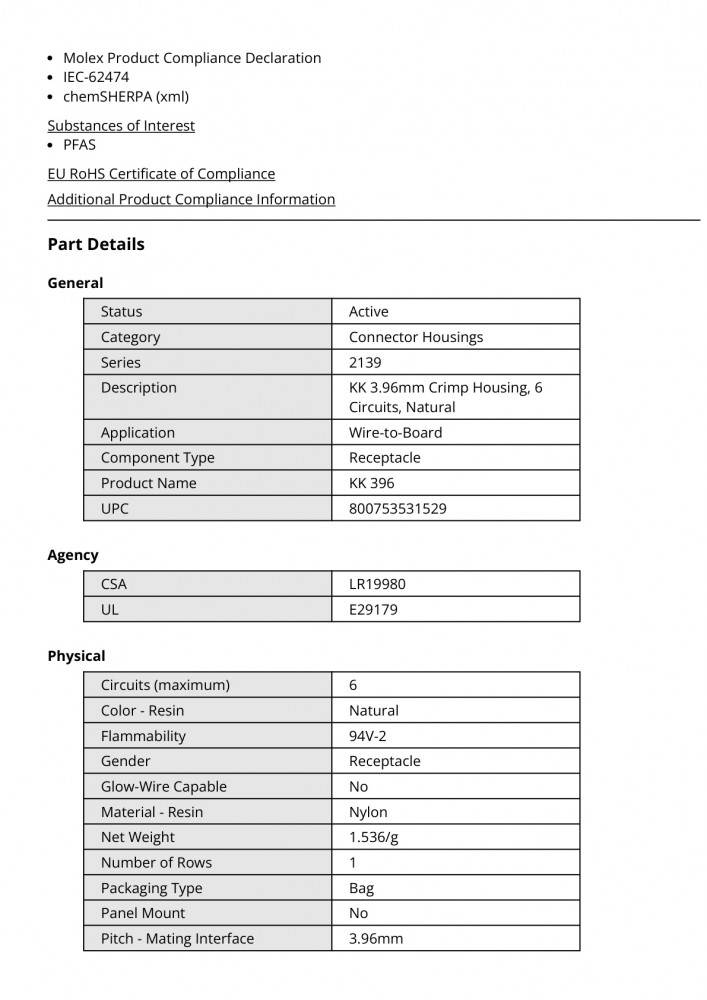 MOLEX 09507061 technical drawing page 2
