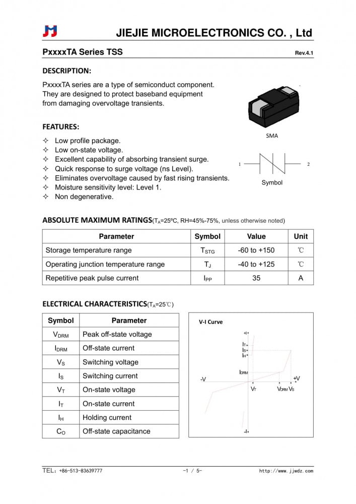 P0080TA datasheet page 1