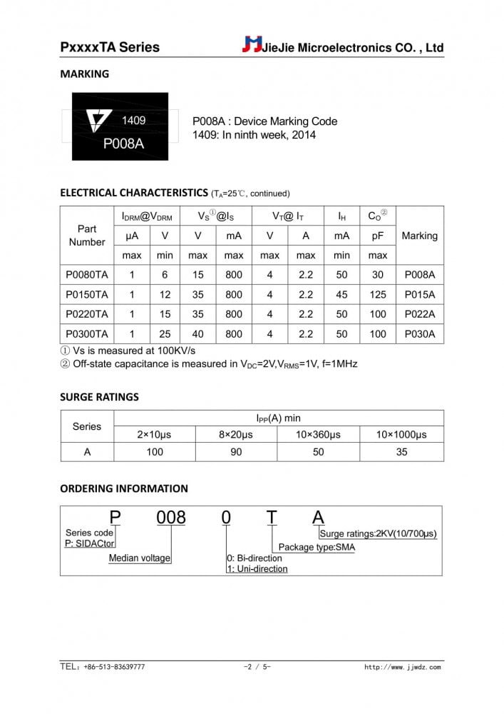 P0080TA datasheet page 2