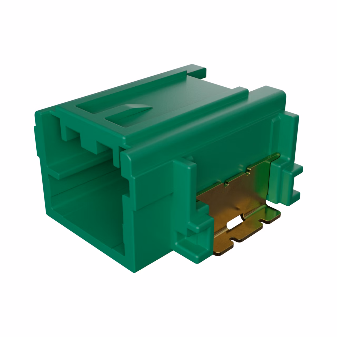 Mini50 Unsealed Header, UL 94 HB, Right-Angle, SMT, Single Row, 2 Circuits, Gold (Au) Plating, Polarization Option D, Green, Tape and Reel for sale