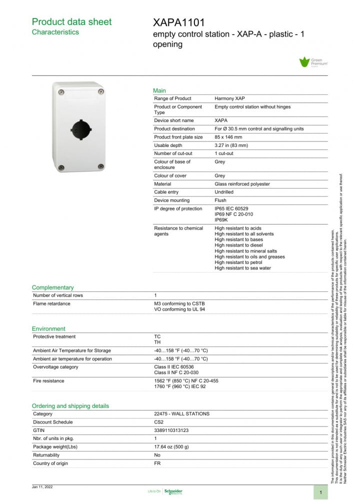 XAPA1101 technical document page 1