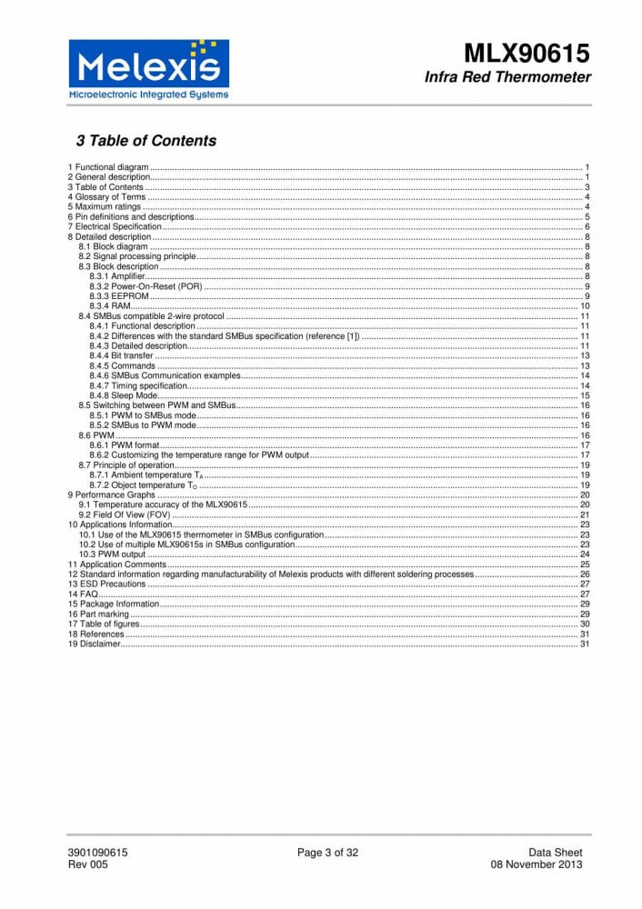 MLX90615 datasheet page 3