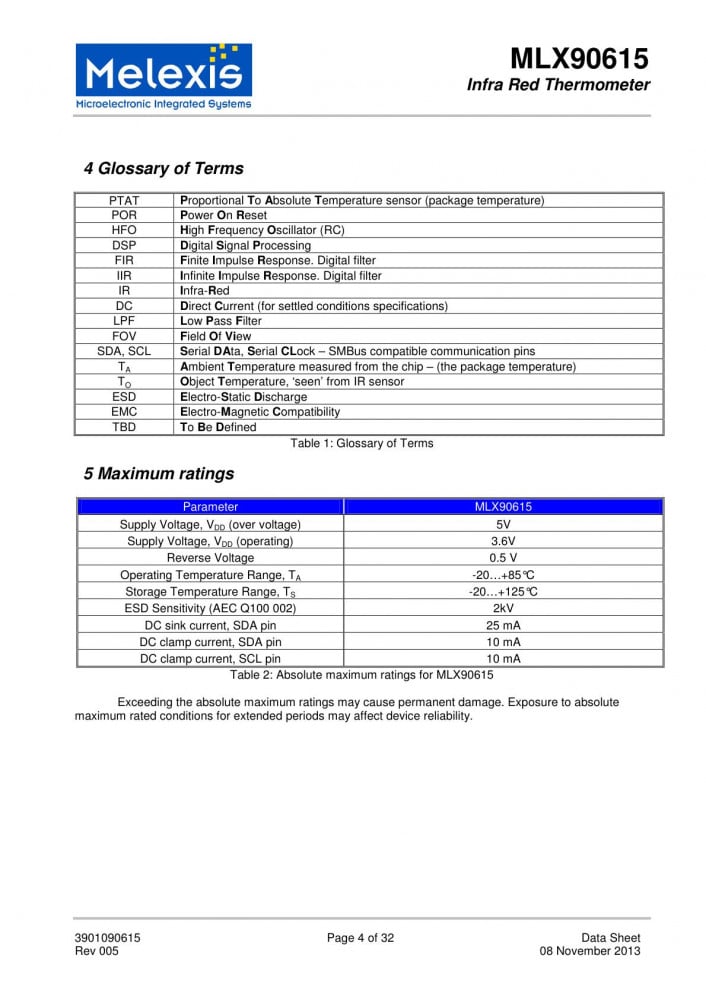 MLX90615 datasheet page 4