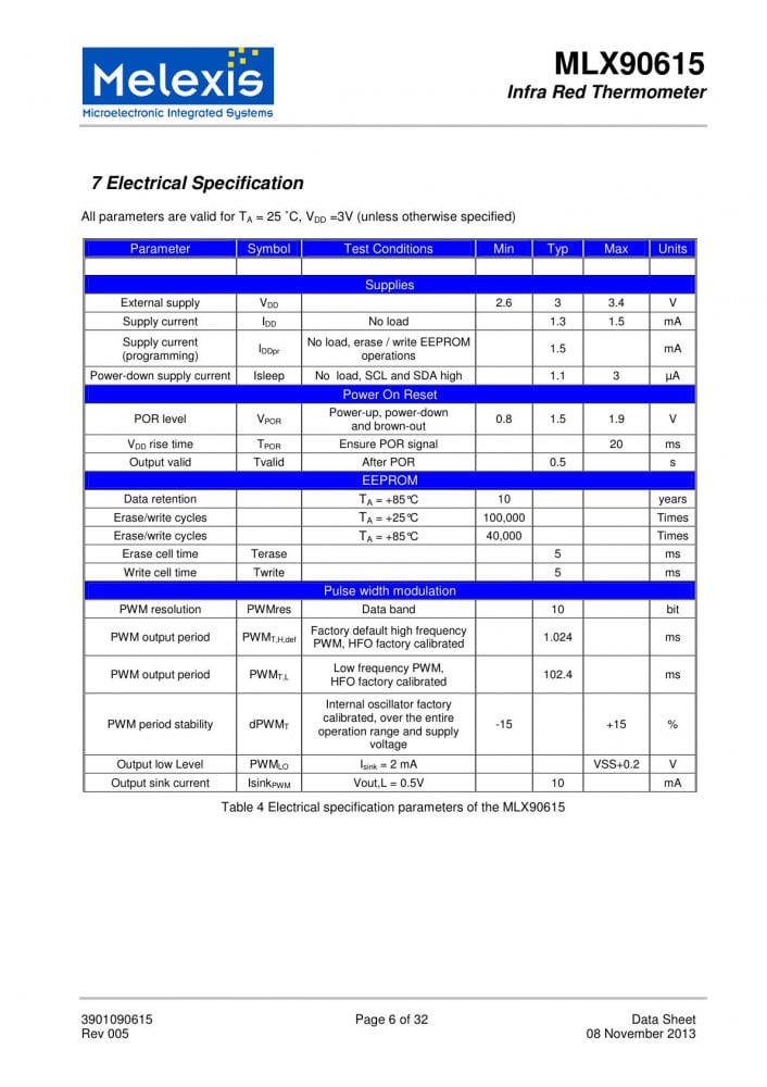 MLX90615 datasheet page 6