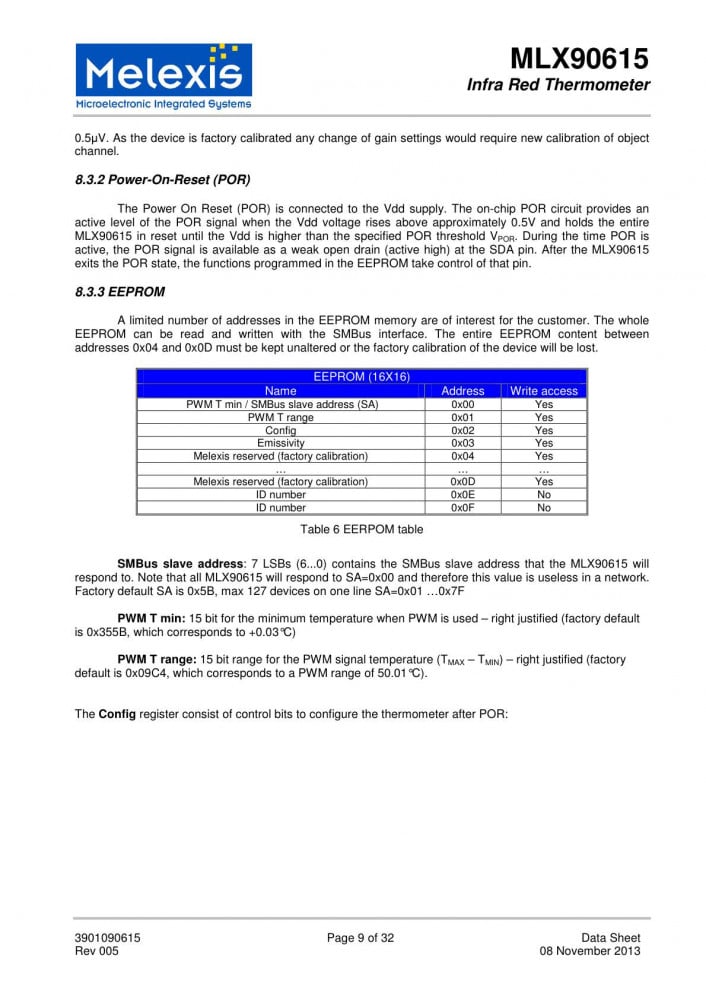 MLX90615 datasheet page 9