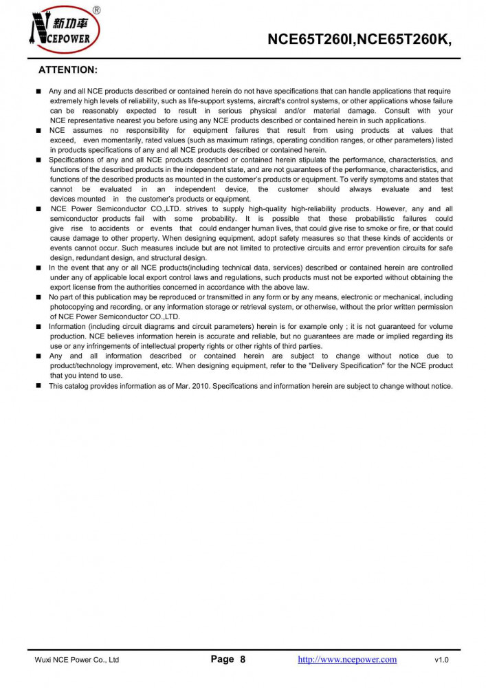 NCE65T260K datasheet page 8