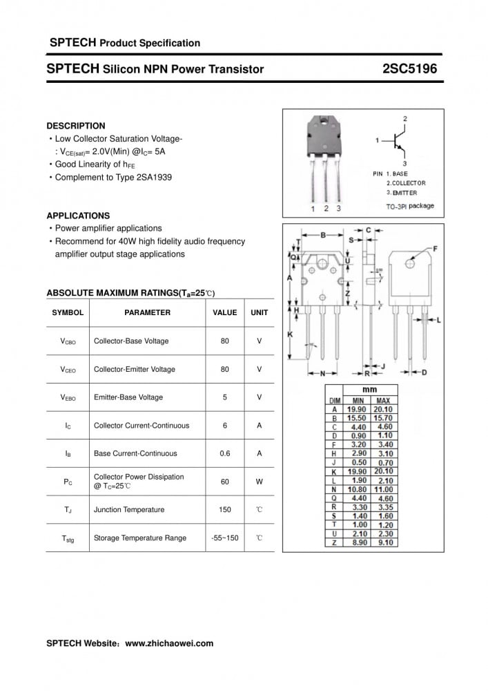 2SC5196 datasheet page 1