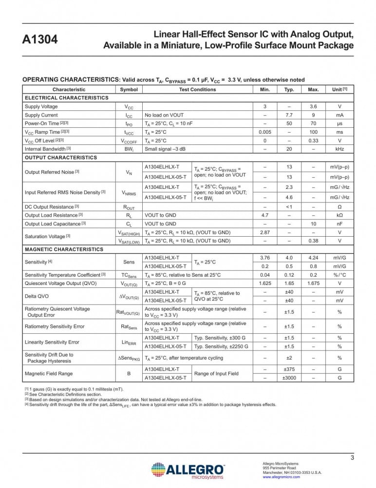 A1304 datasheet page 3