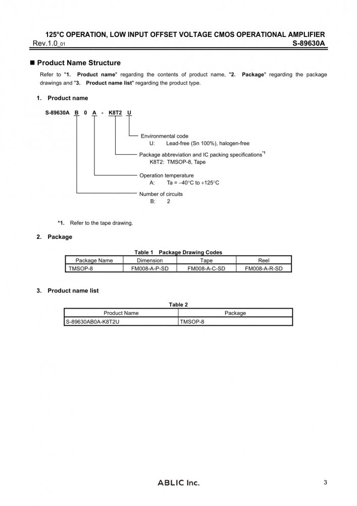 ABLIC S-89630AB datasheet page 3