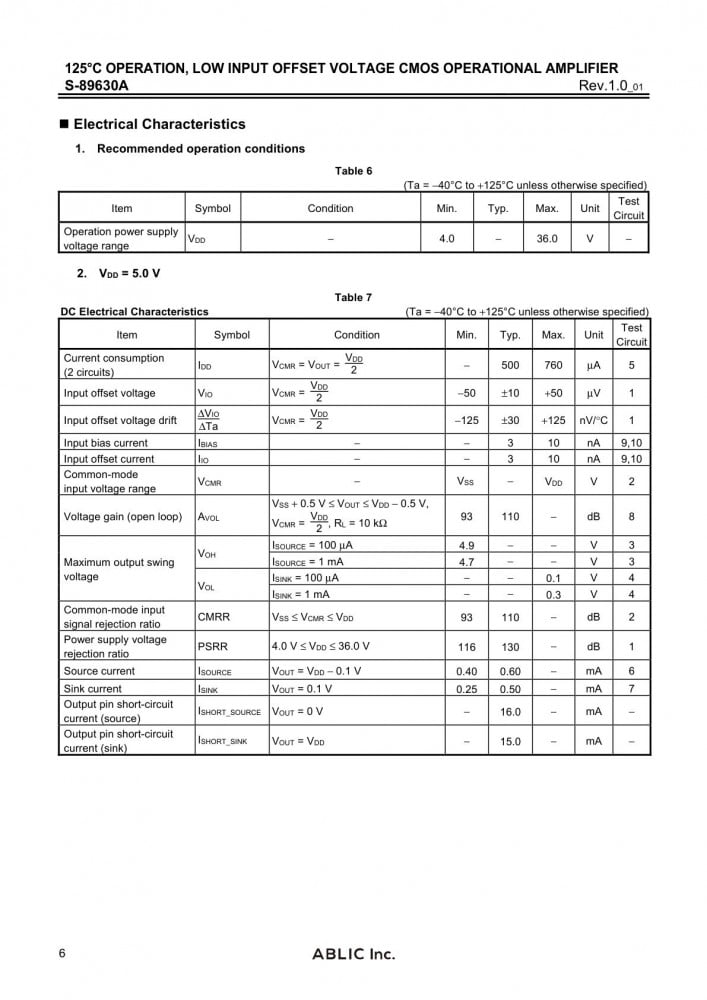 ABLIC S-89630AB datasheet page 6