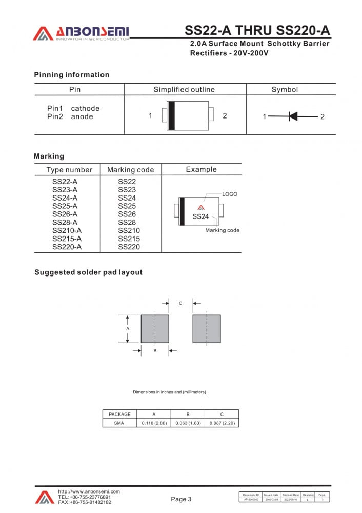 SS210-A datasheet page 3