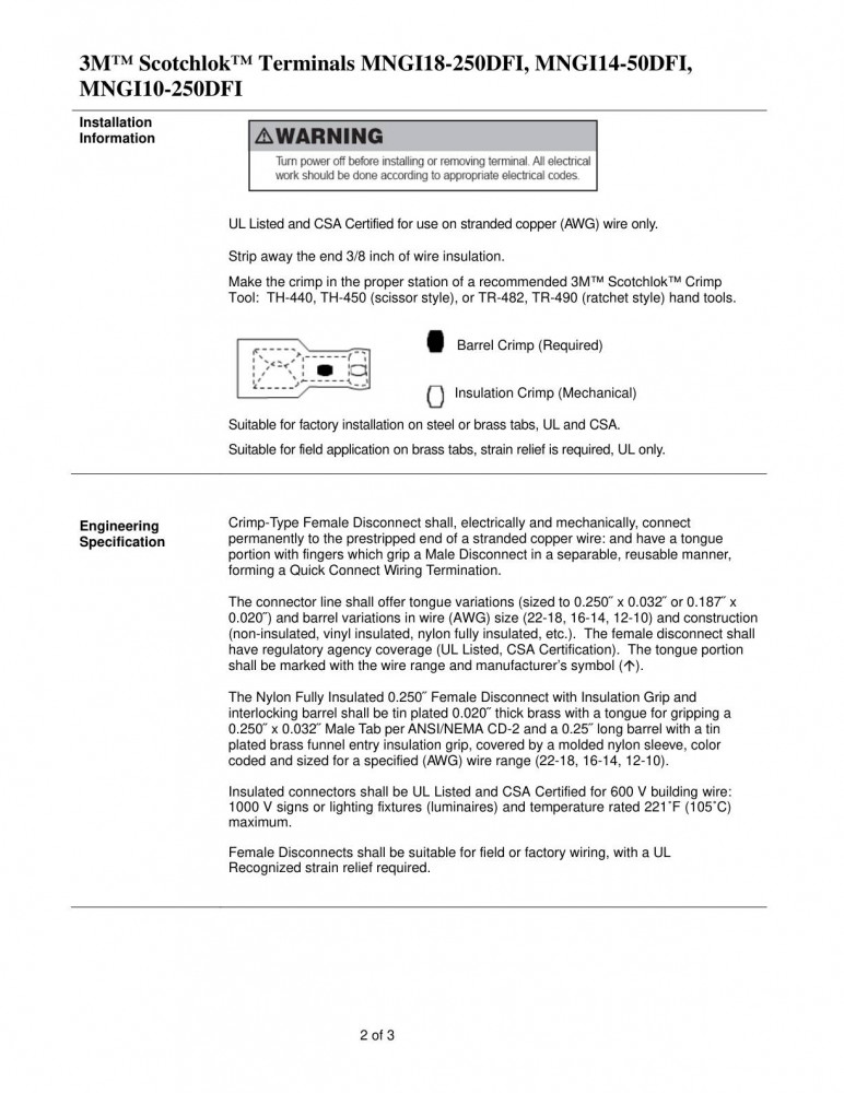 3M MNGI18-250DFIK technical document page 2