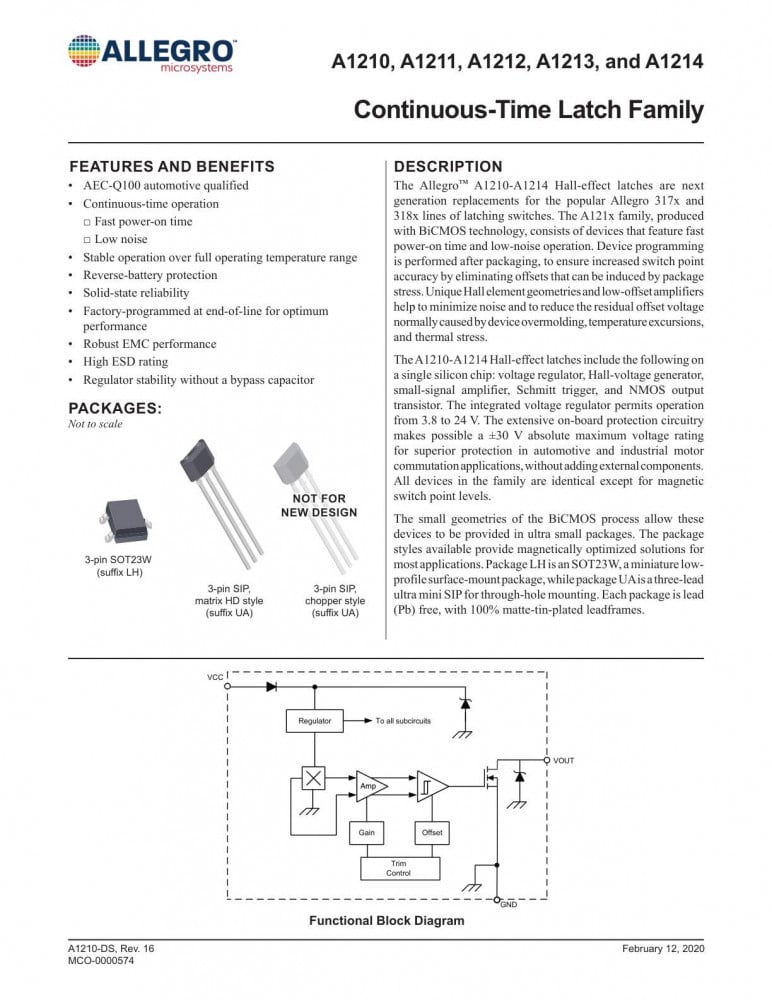 A1212LLHLX-T datasheet page 1