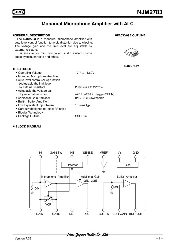 NJM2783V-TE1 datasheet page 1