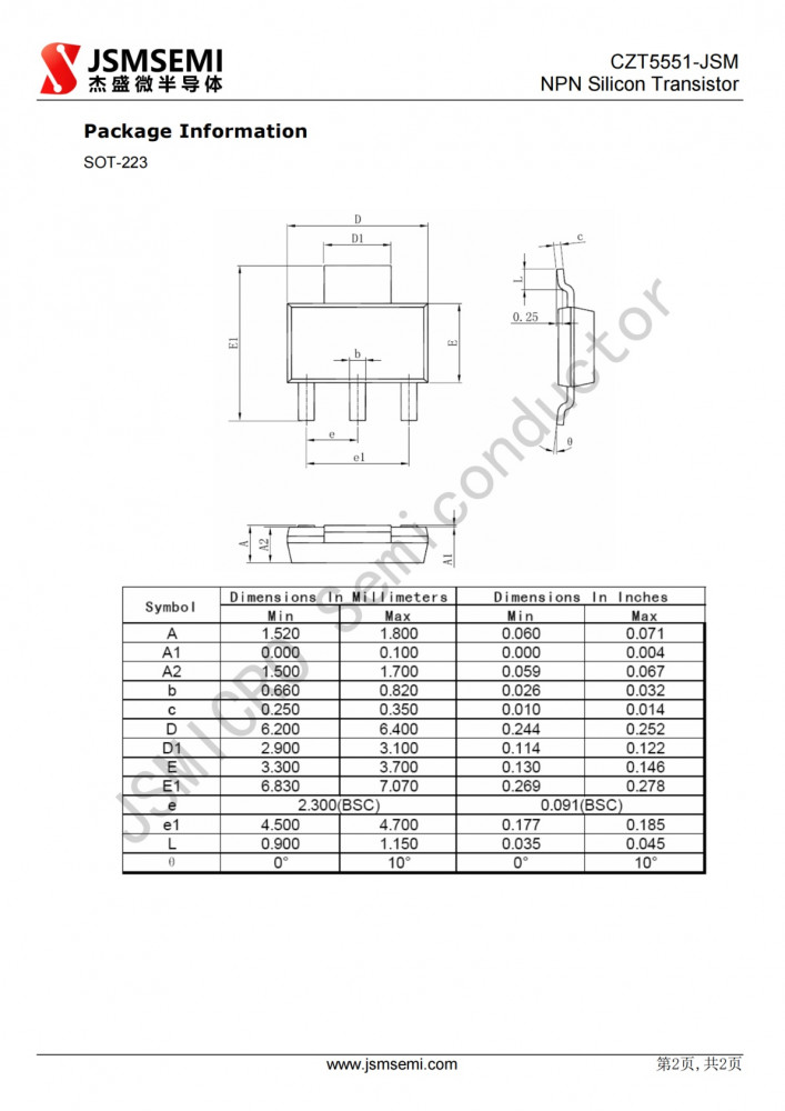 CZT5551-JSM datasheet page 2