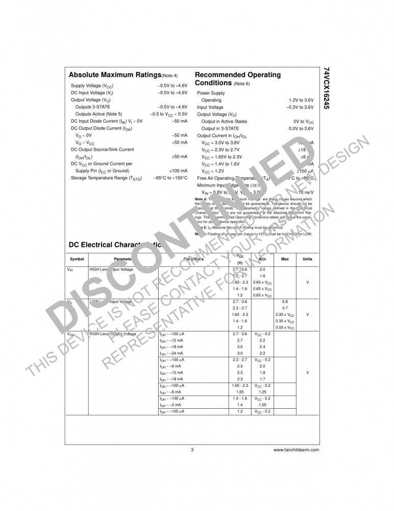 74VCX16245 datasheet page 4
