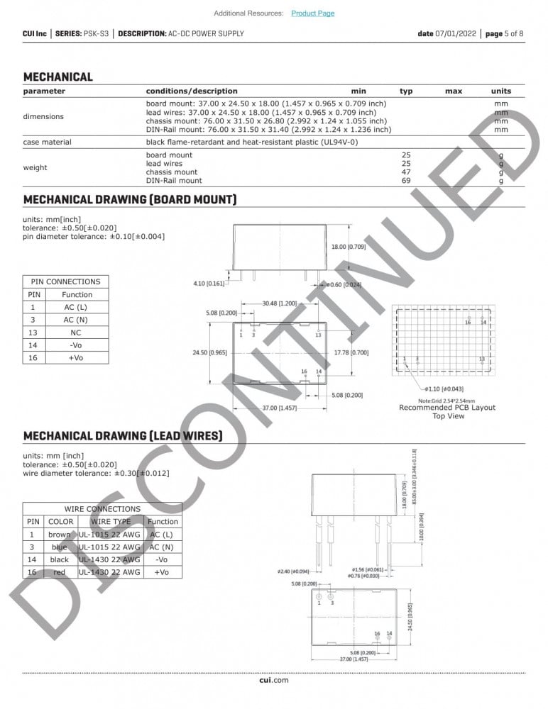 CUI PSK-S3-15 datasheet page 5