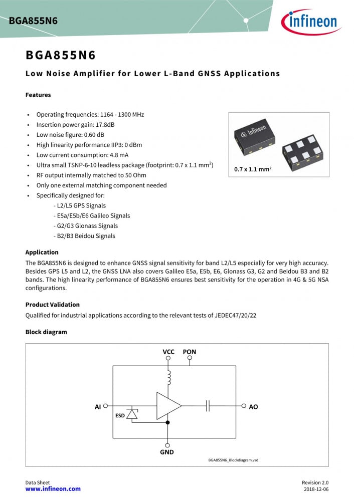 BGA855N6 datasheet page 1