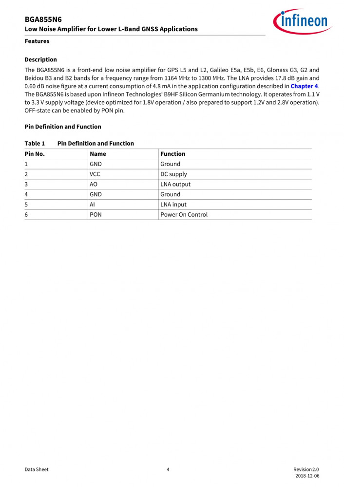BGA855N6 datasheet page 4