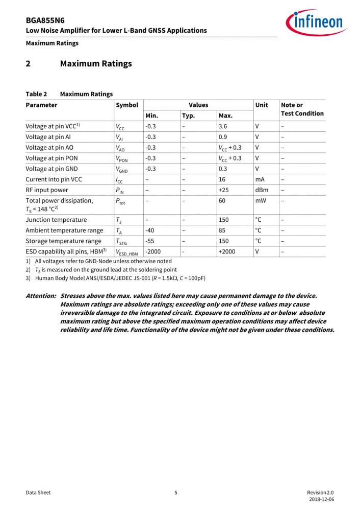 BGA855N6 datasheet page 5