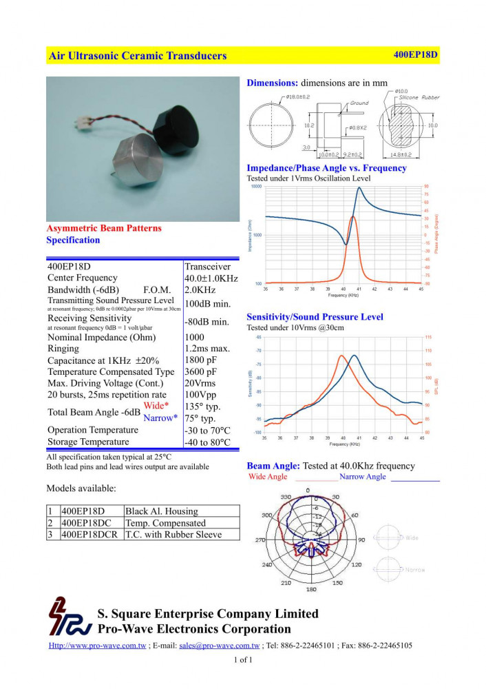 400EP18D product datasheet page