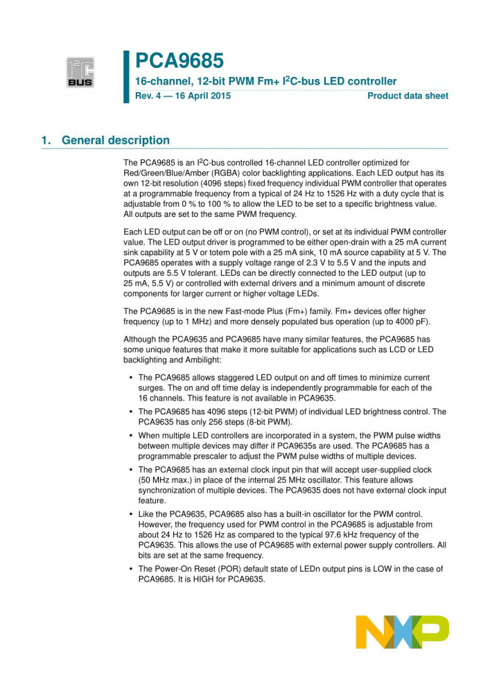 PCA9685 document page 1