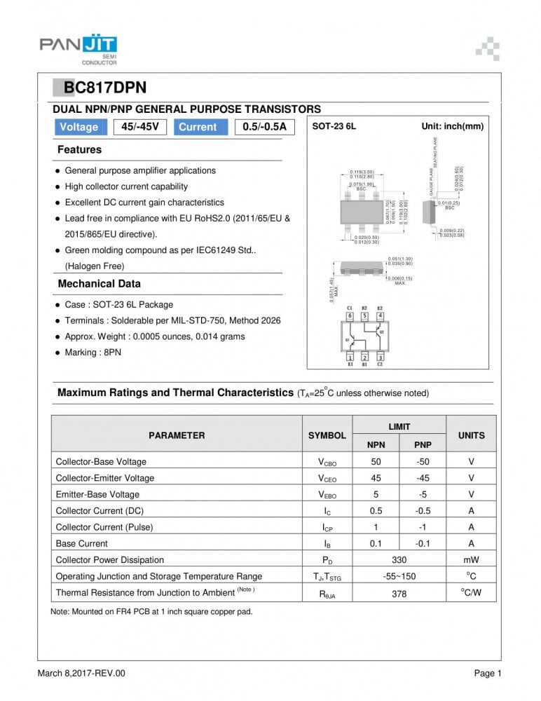 BC817DPN datasheet page 1