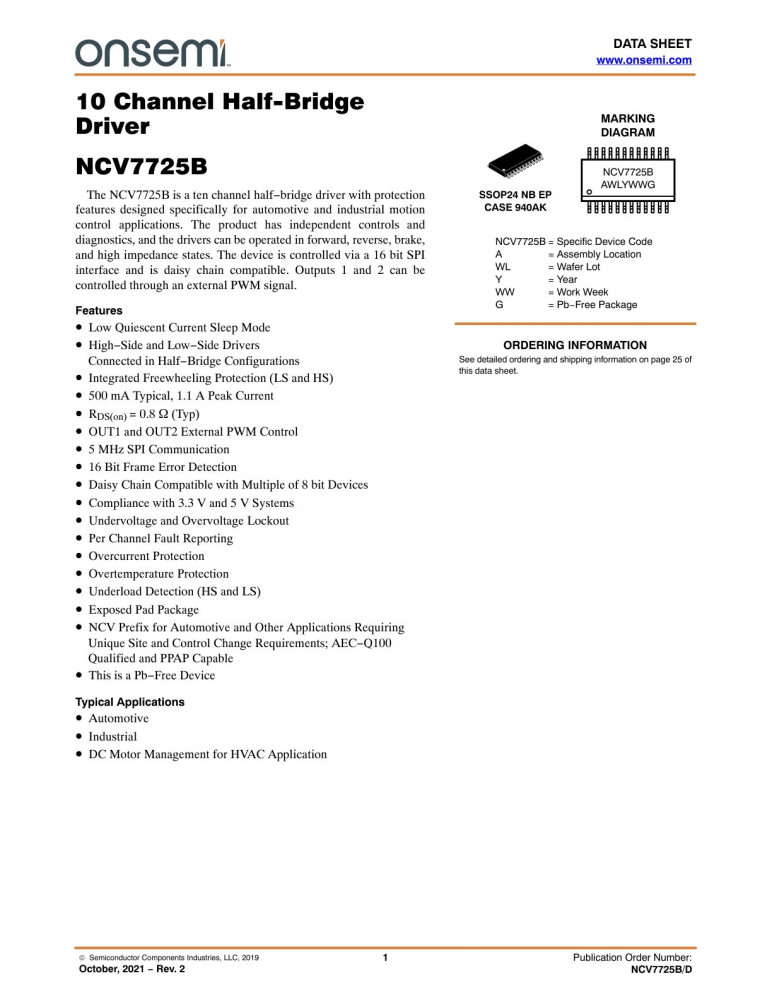 NCV7725B datasheet page 1