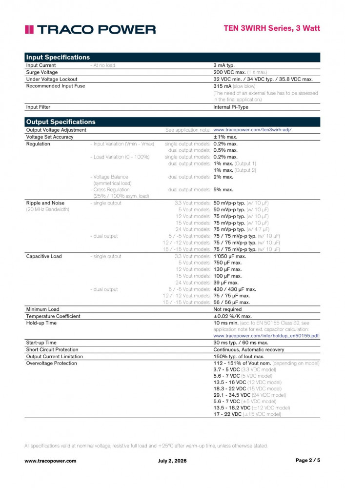 TEN 3-11012WIRH technical document preview, page 2