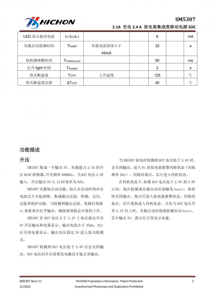 SM5307 datasheet page 5