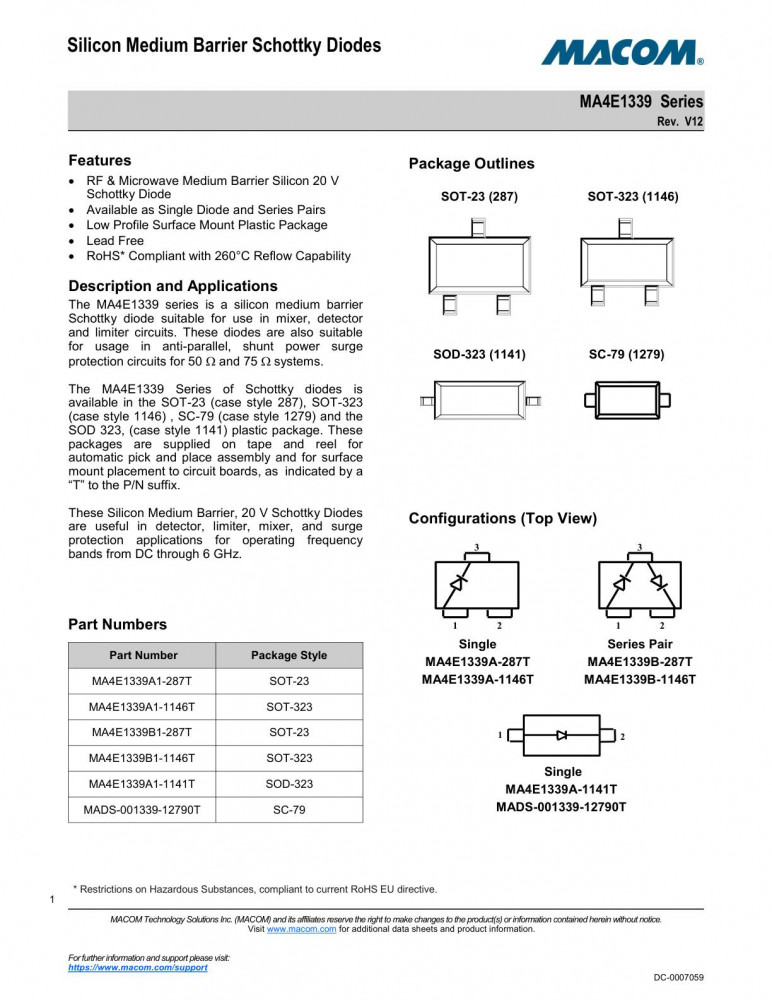MA4E1339 datasheet page 1