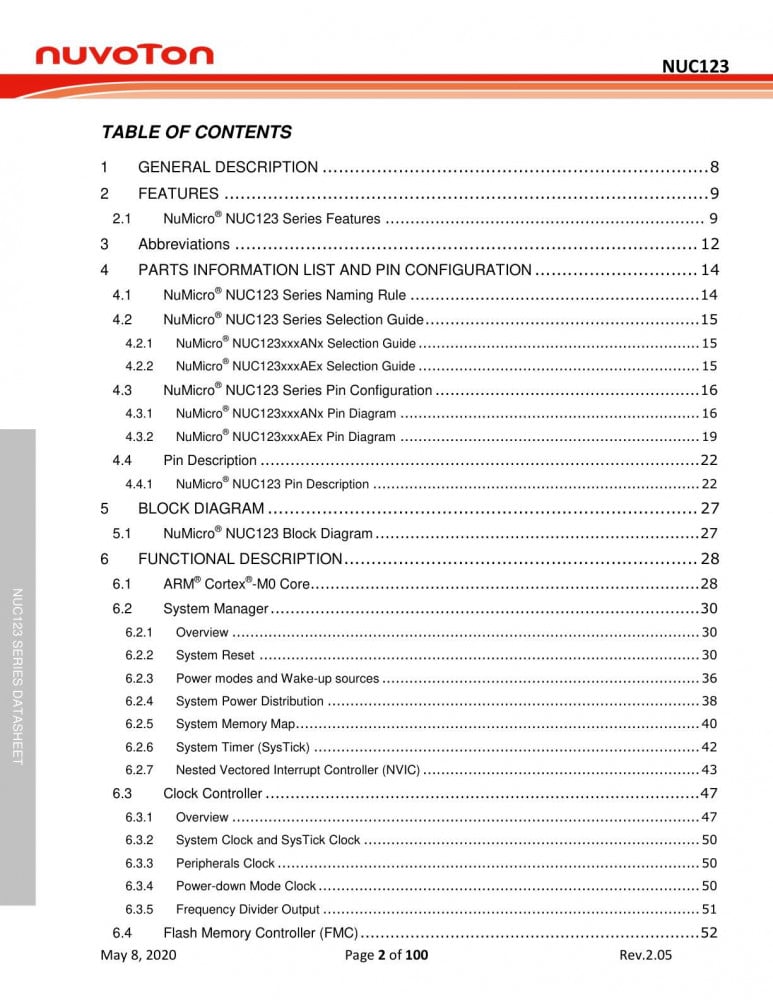NUC123 datasheet page 2