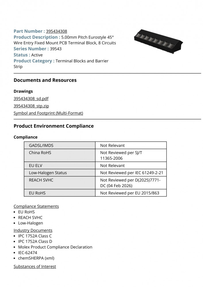 MOLEX 395434308 document page 1