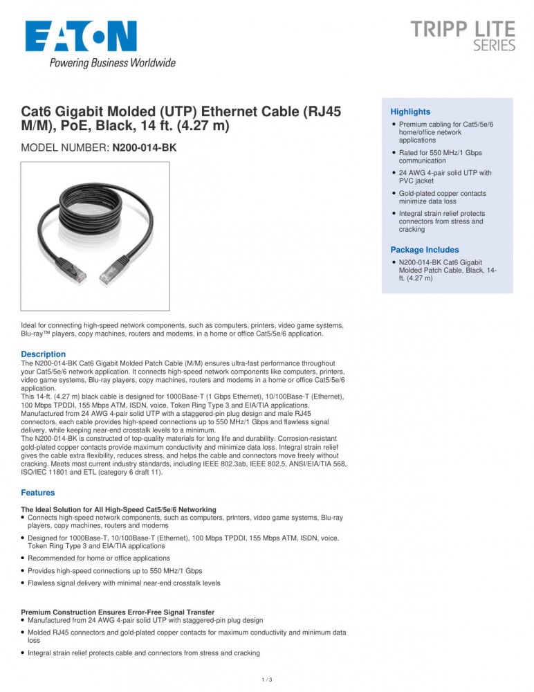 N200-014-BK technical document page 1