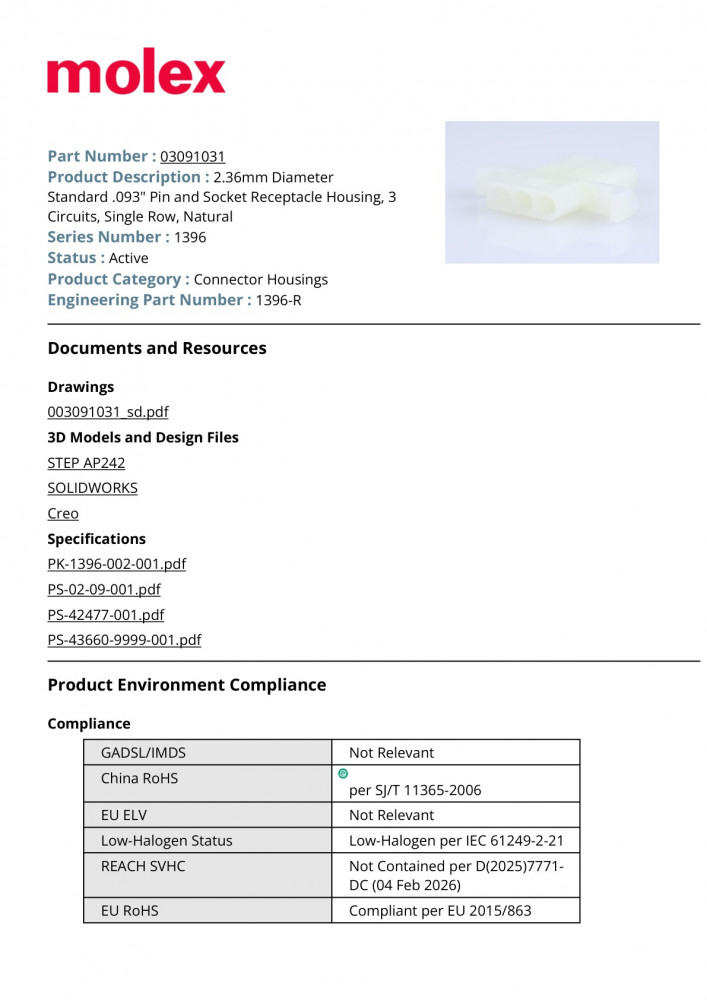 Molex technical document image, page 1