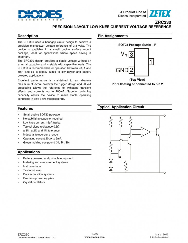 ZRC330F03TA technical document page 1