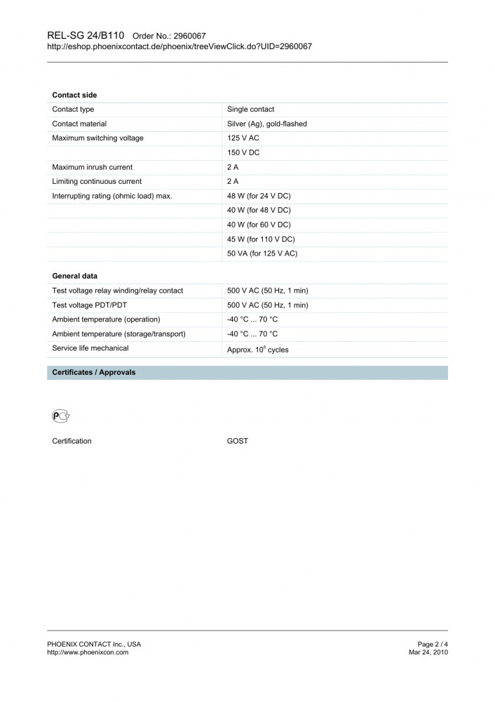 Phoenix Contact 2960067 technical document page 2